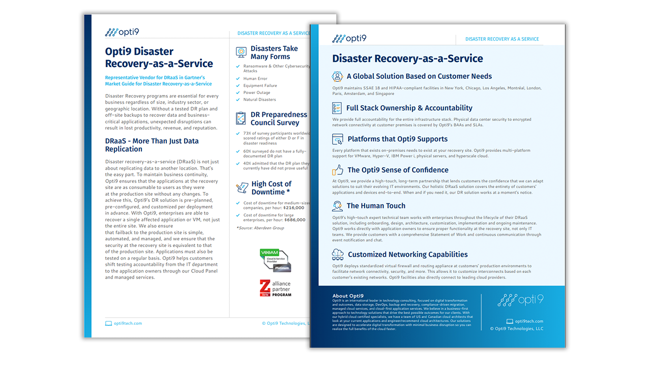 Disaster Recovery Services - Opti9 Tech